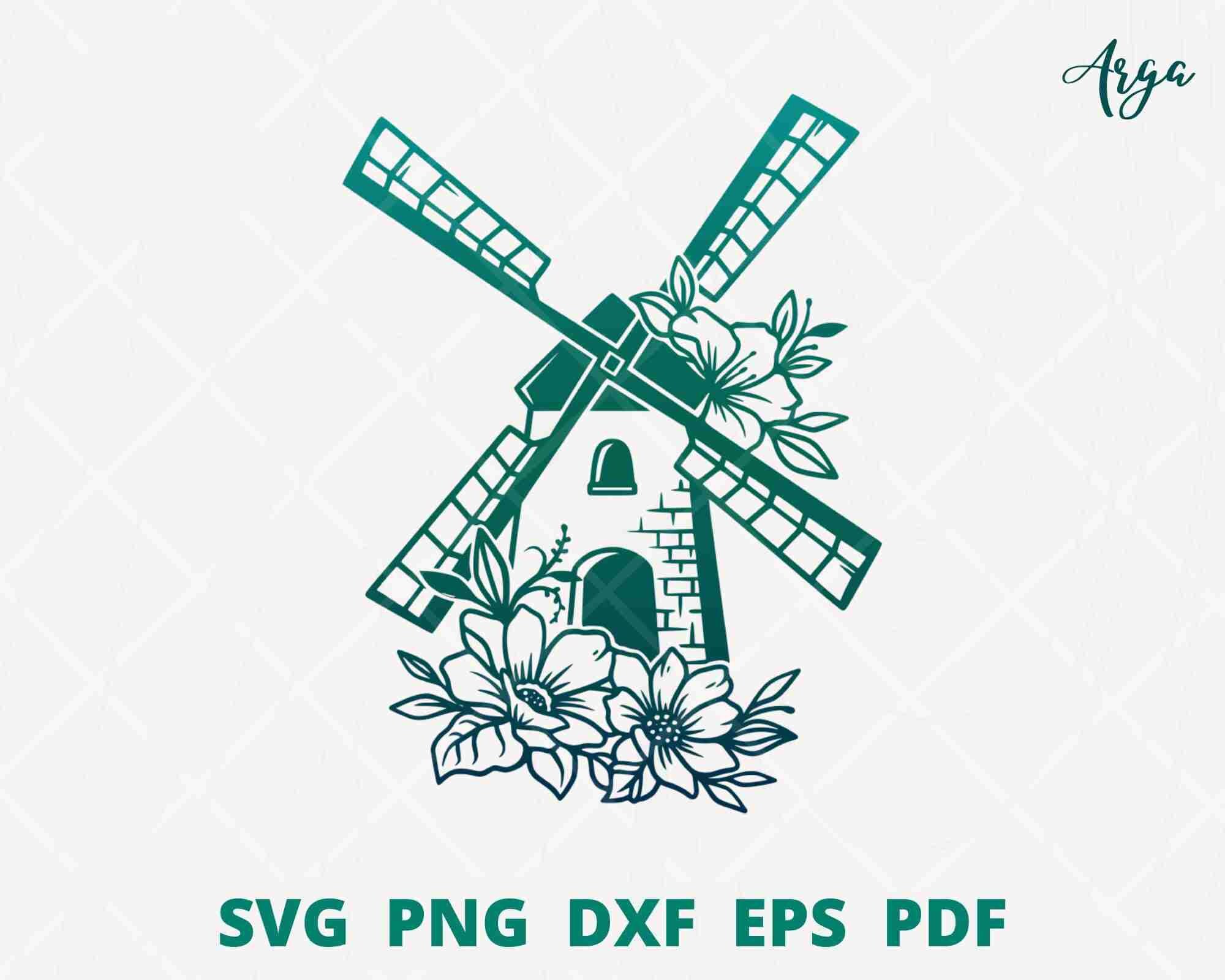 Dutch Svg Windmill SVG Floral Windmill Svg Windmill With - Etsy Canada