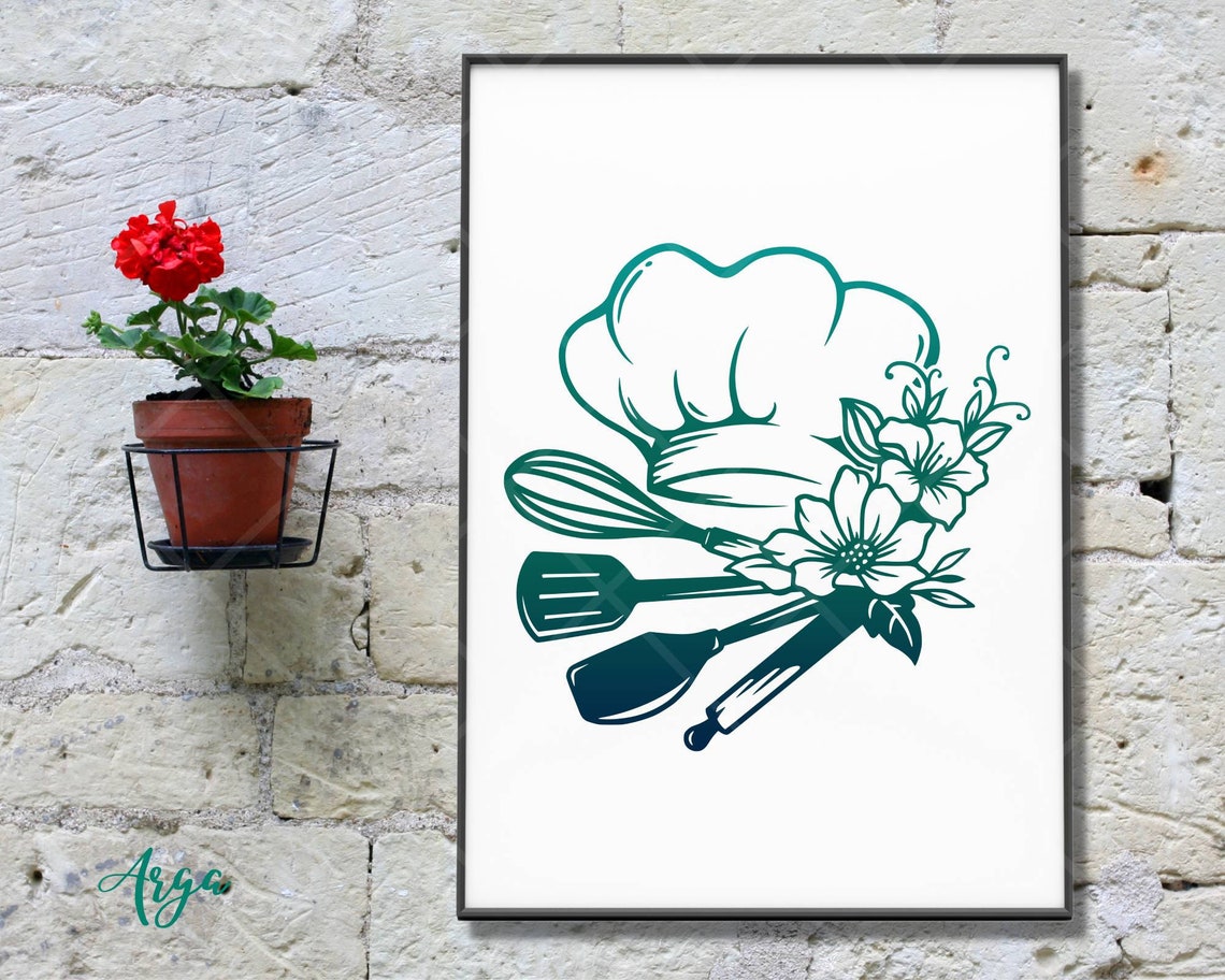 Chef Tools Svg Floral Chef Svg Cooking Tool Svg Baking - Etsy