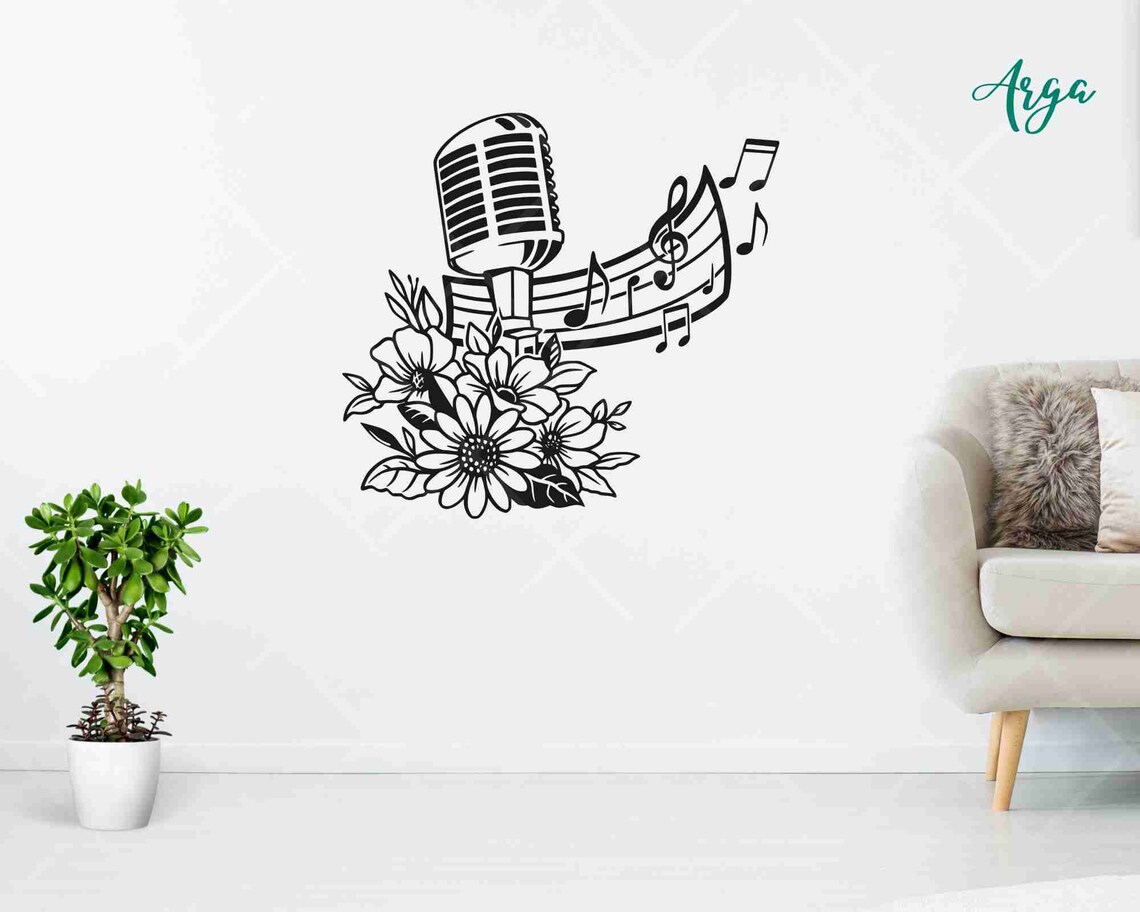 Floral Microphone Svg File Vintage Microphone With Flower for | Etsy