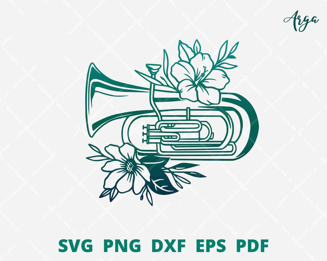 Floral Trumpet Svg, Trumpet Wall Decor, Music Instrument Svg, Trumpet ...