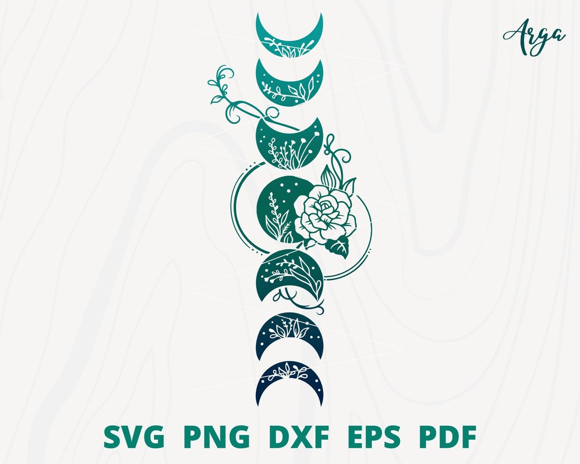 Moon Phase Svg Bundle, Flower Moon Phase Svg, Mystic Celestial Svg ...