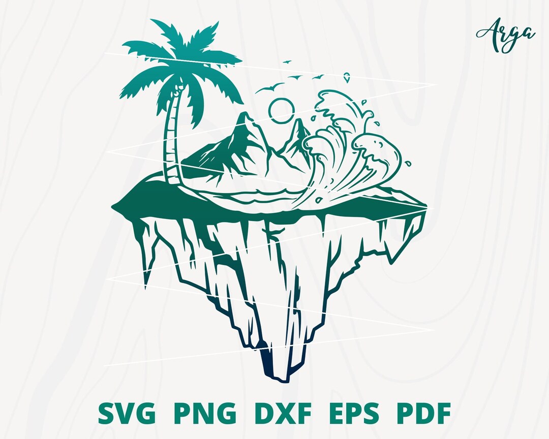 Floating Beach Svg, Floating Island Svg, Sky Island Svg, Beach in the ...