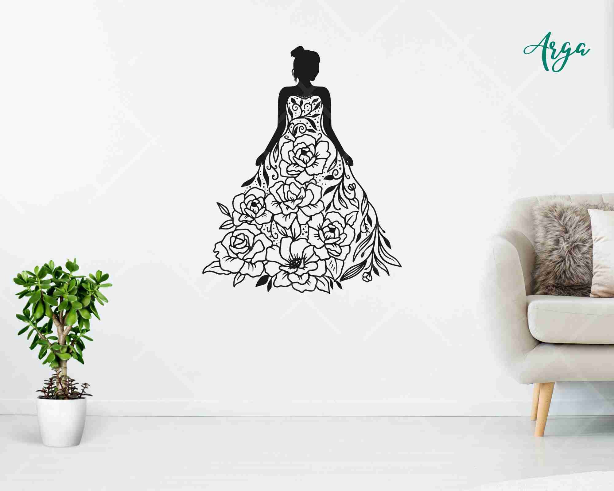 Wedding Dress Svg Floral Dress Svg Flower Dress Svg Woman - Etsy
