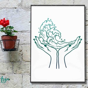 Hand Holding Wave Svg, Wave Svg, Hand Landscape Svg, Hand With Wave Svg ...