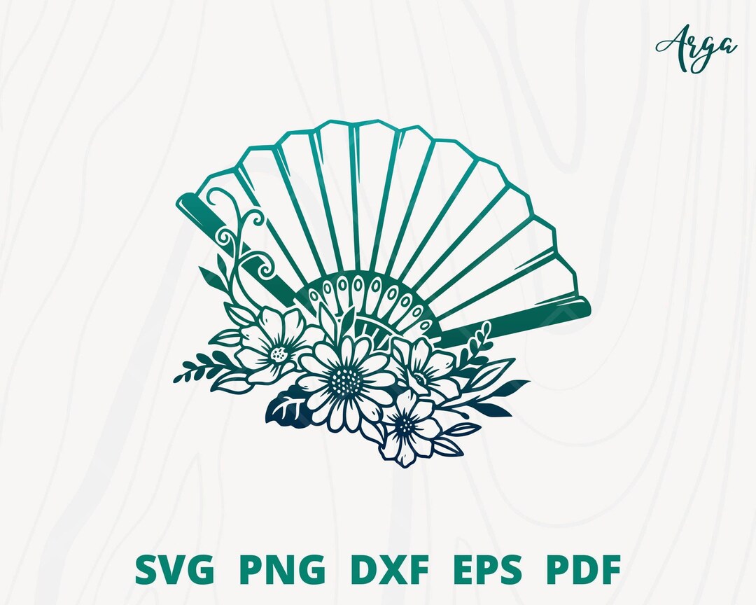 Floral Hand Fan Svg, Folding Hand Fan Svg, Hand Fan With Flower Png ...