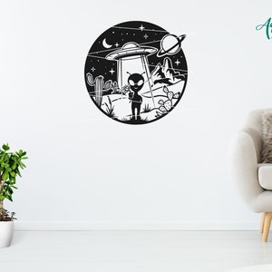 Alien Svg, UFO Svg, Alien on the Desert Svg, Alien Ship Svg, UFO ...
