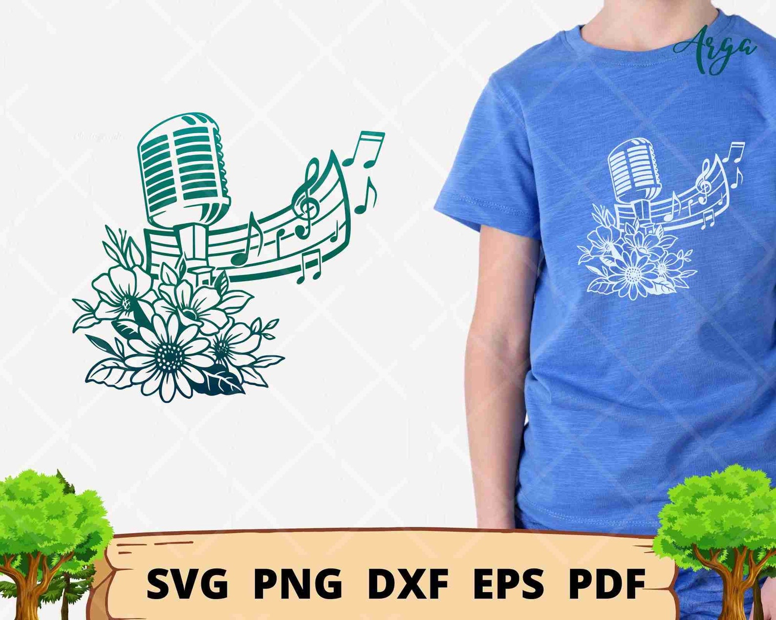 Floral Microphone Svg File, Vintage Microphone With Flower for a ...