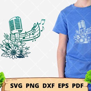 Floral Microphone Svg File, Vintage Microphone With Flower for a ...