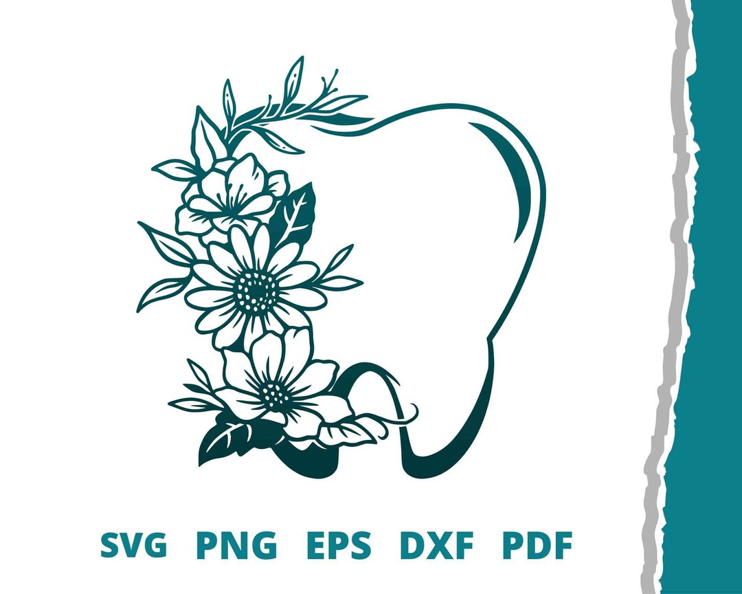 Dentist SVG, Floral Dentist SVG, Tooth With Flower for Dentist Logo ...