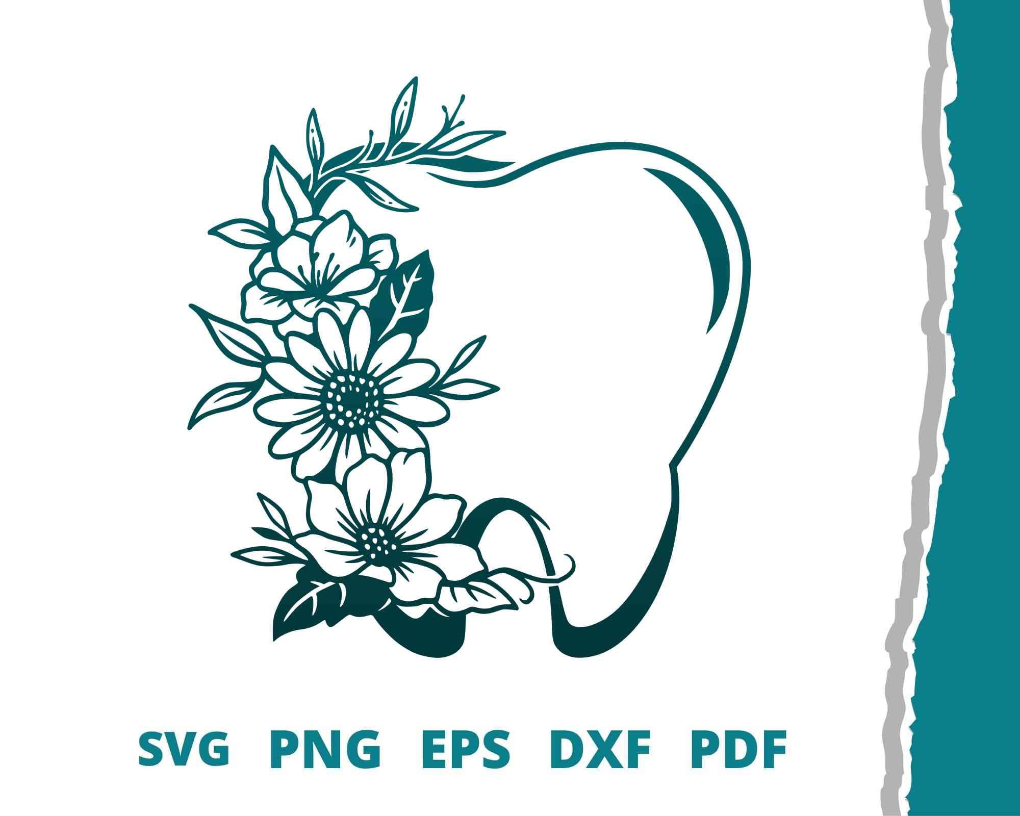 Dentist SVG, Floral Dentist SVG, Tooth With Flower for Dentist Logo ...