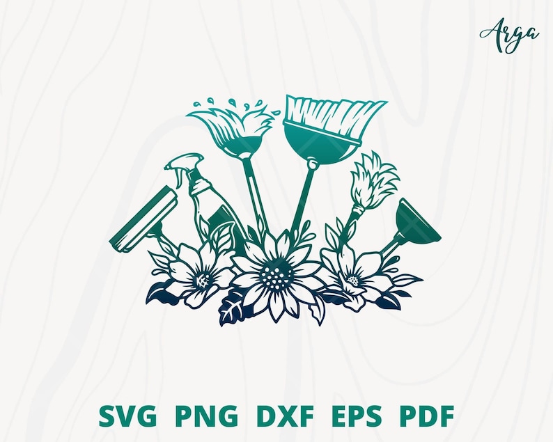 Floor Cleaner SVG Floral Cleaning Tool Svg Cleaning Tool - Etsy