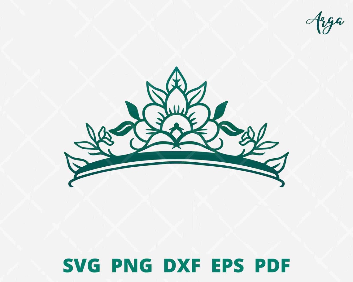 Floral Crown Svg, Crown With Flower Svg, Tiara Svg, Princess Crown Svg ...