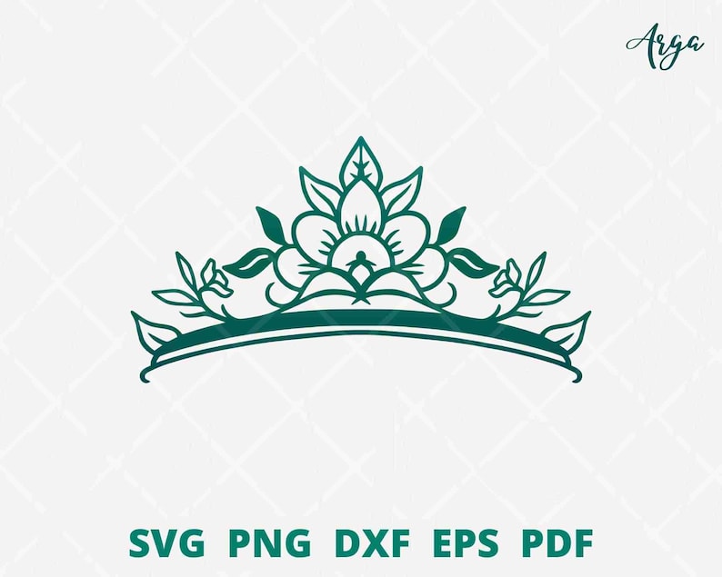 Floral Crown Svg, Crown With Flower Svg, Tiara Svg, Princess Crown Svg ...