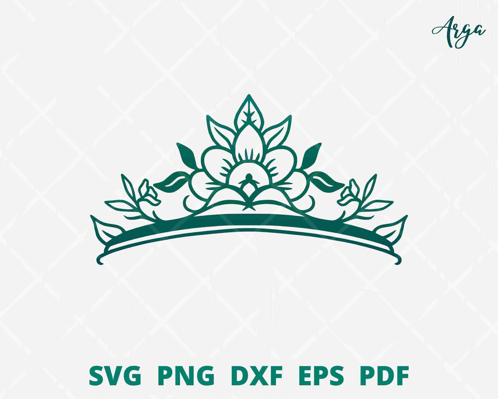Floral Crown Svg, Crown With Flower Svg, Tiara Svg, Princess Crown Svg ...