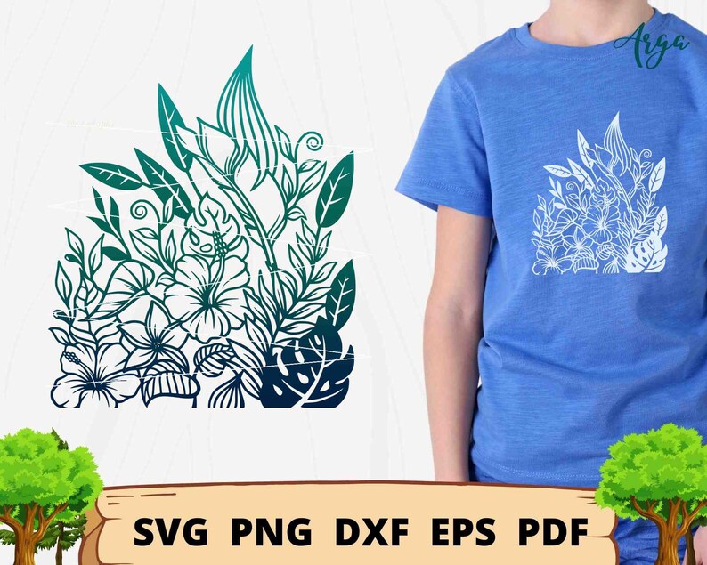 Tropical Flower Svg for Window Sticker Tropical Leaves Svg - Etsy