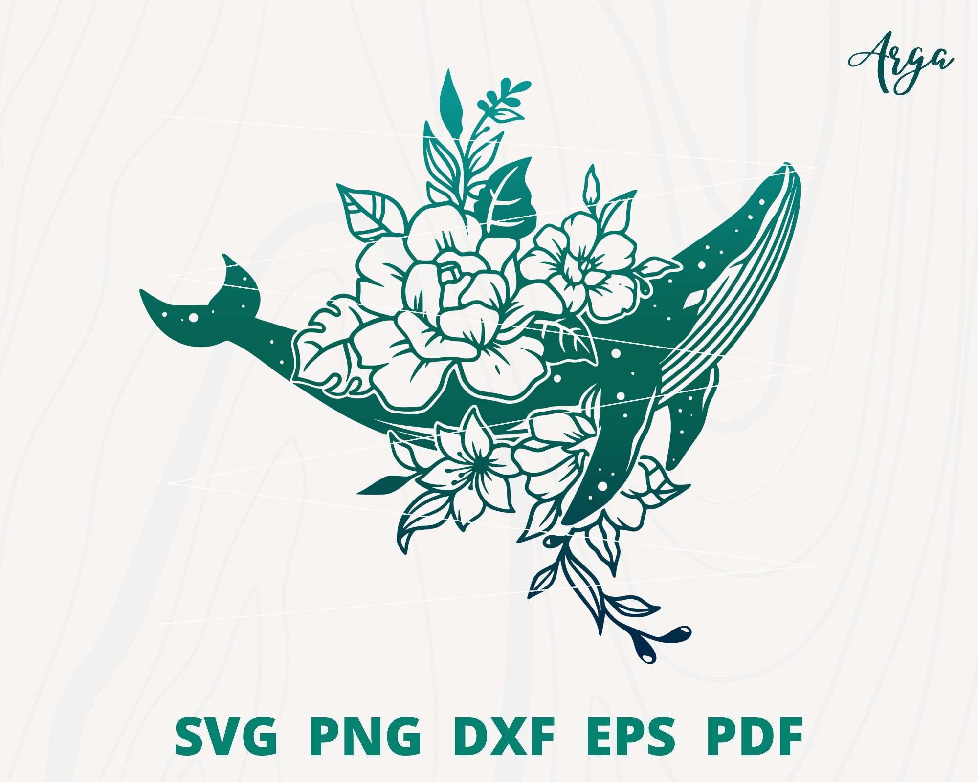 Flor Ballena svg, Ballena svg, Archivo de corte de ballena, Ballena ...