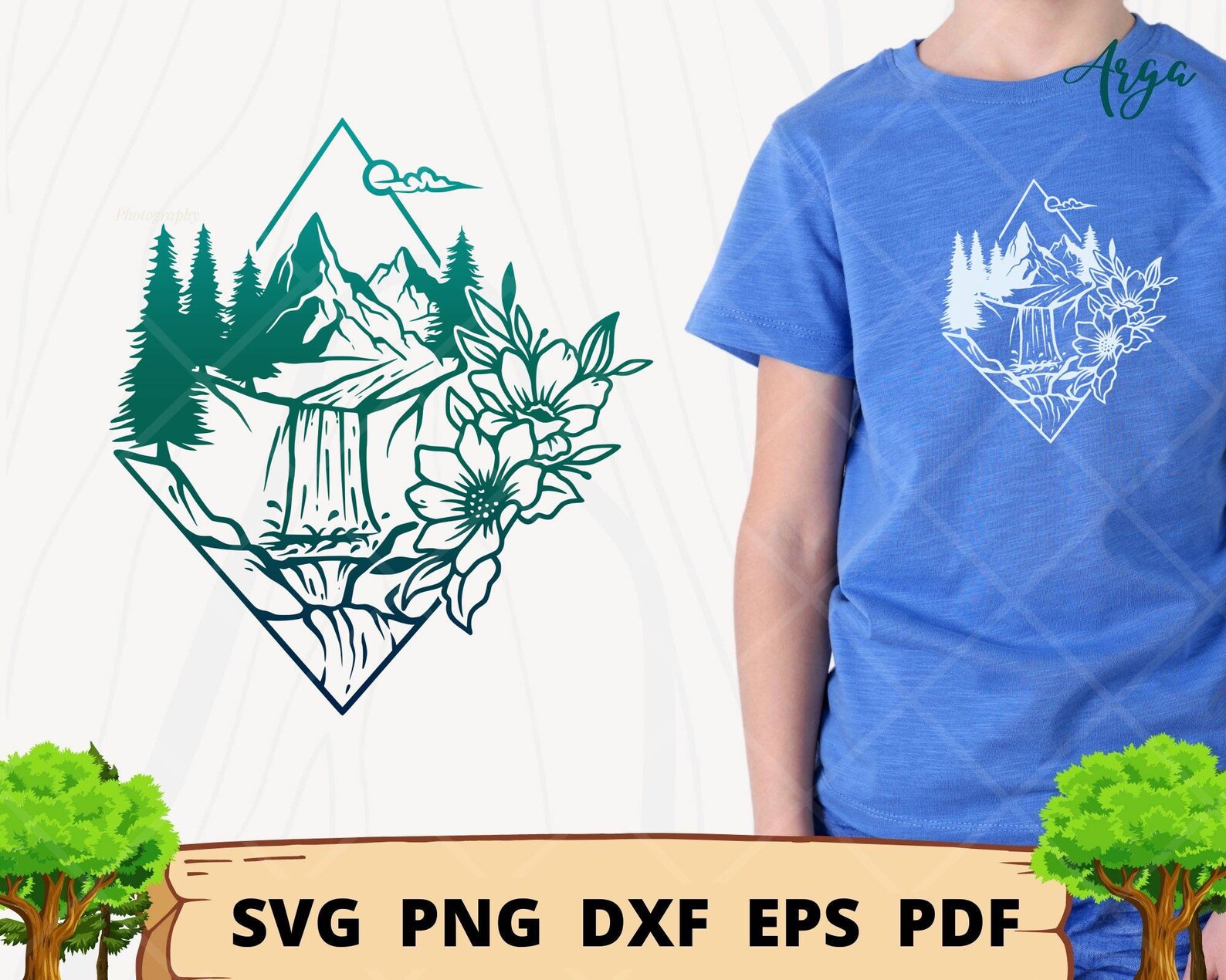 Waterfall Scene Svg Waterfall Svg Waterfall Wall Decor - Etsy