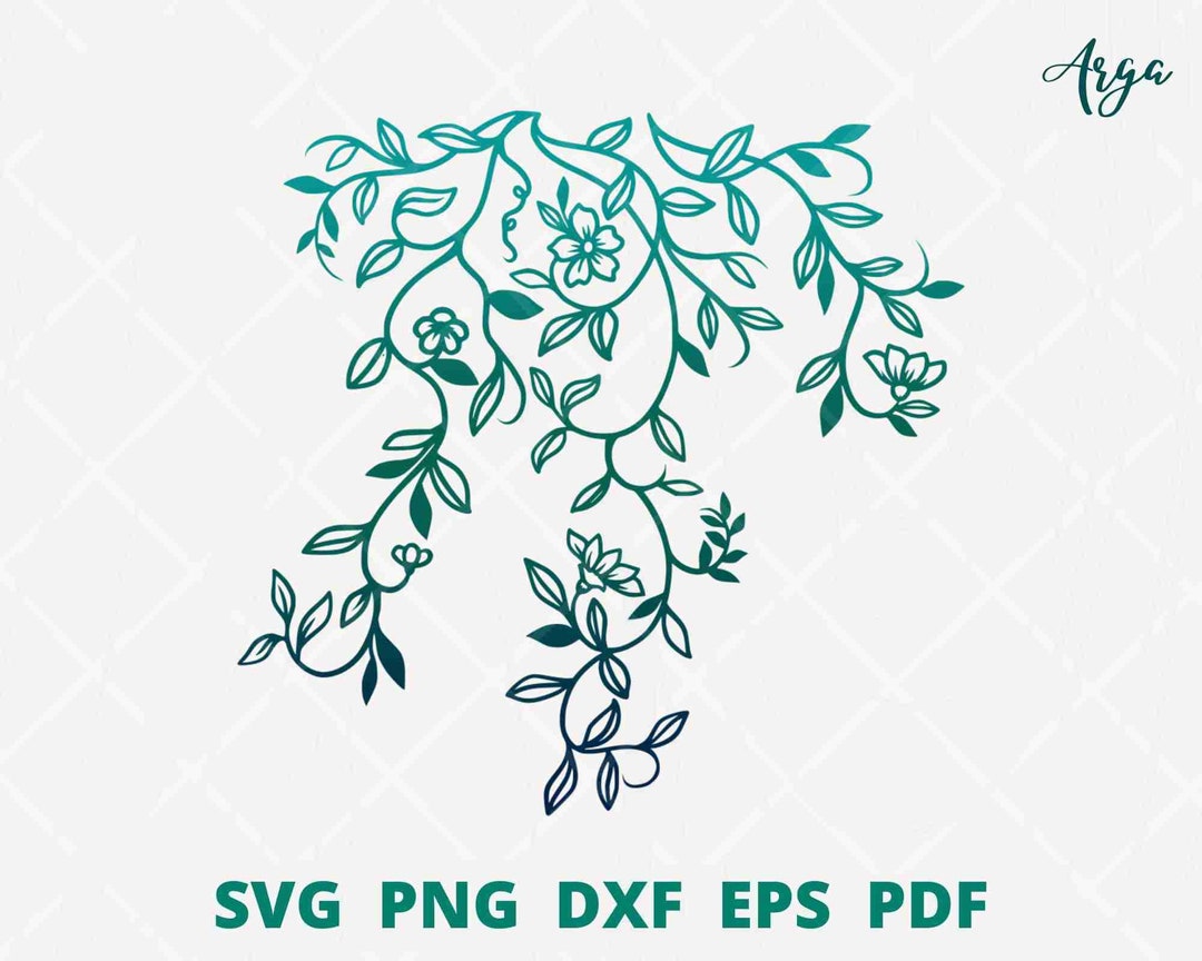 Hanging Flower Svg, Hanging Vines Svg, Floral in Wall Svg, Flower in ...