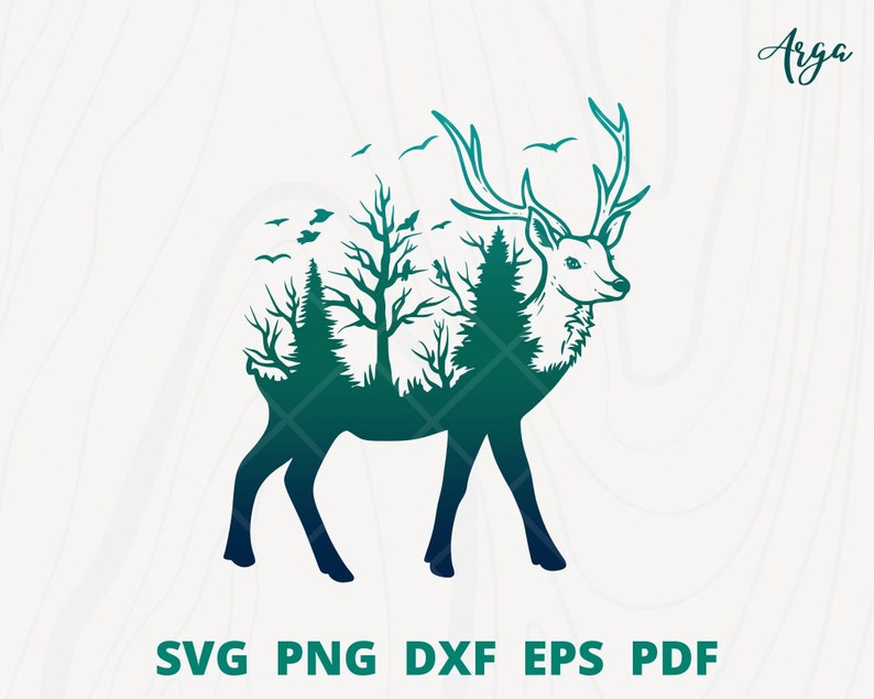 Deer Forest Svg Deer Svg Dear Trees Svg Forest Scene Svg - Etsy