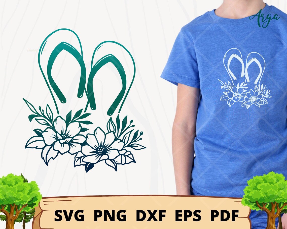 Flip Flop SVG Floral Flip Flop Svg Flip Flop With Flower - Etsy