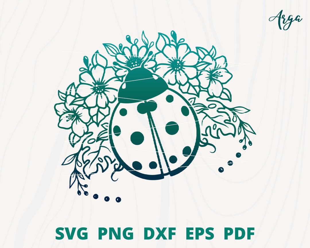 Ladybug Svg, Lady Bug With Flower, Ladybug Cut File, Floral Ladybug Svg ...