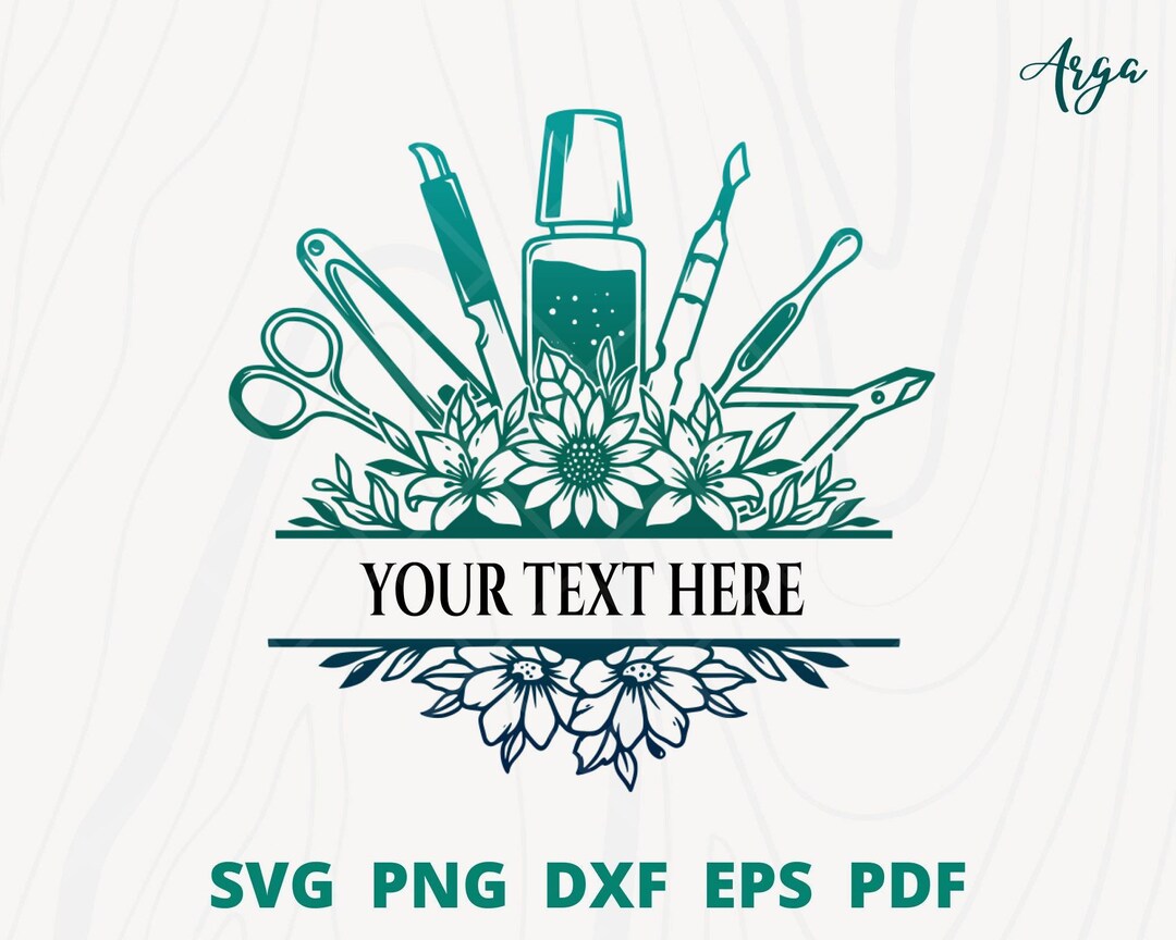 Split Monogram Nail Art Tools Svg, Nail Art Logo, Floral Nail Art Tools ...
