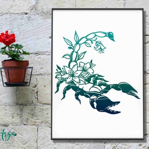 Scorpion Svg, Scorpion With Flower, Scorpion Girl Svg, Floral Scorpion ...