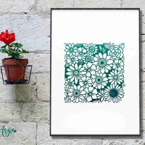 Square Flowers Svg, Floral Square Svg, Rectangle Flowers for Pillow Svg ...