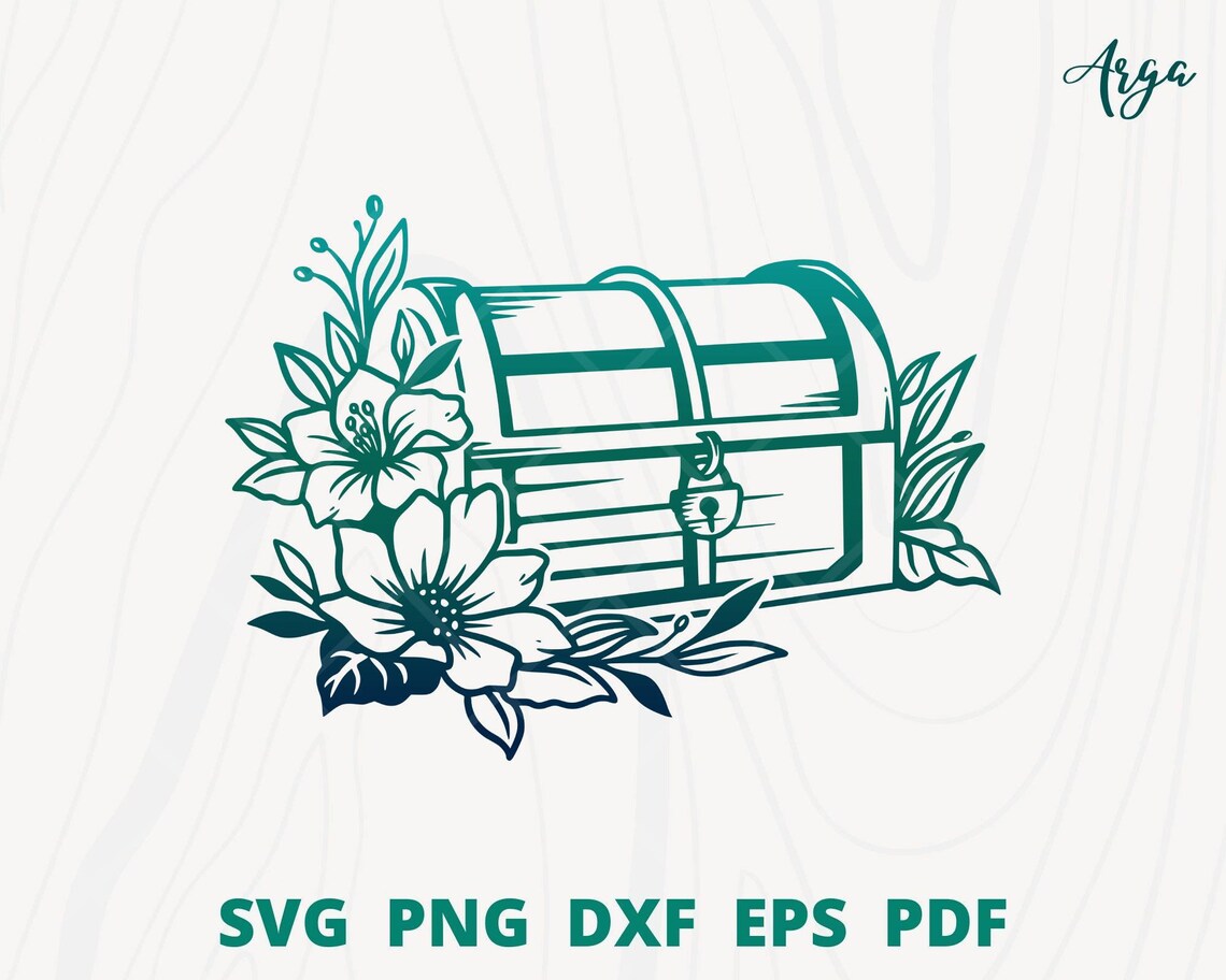 Treasure Chest Svg Treasure Chest With Flower Floral | Etsy