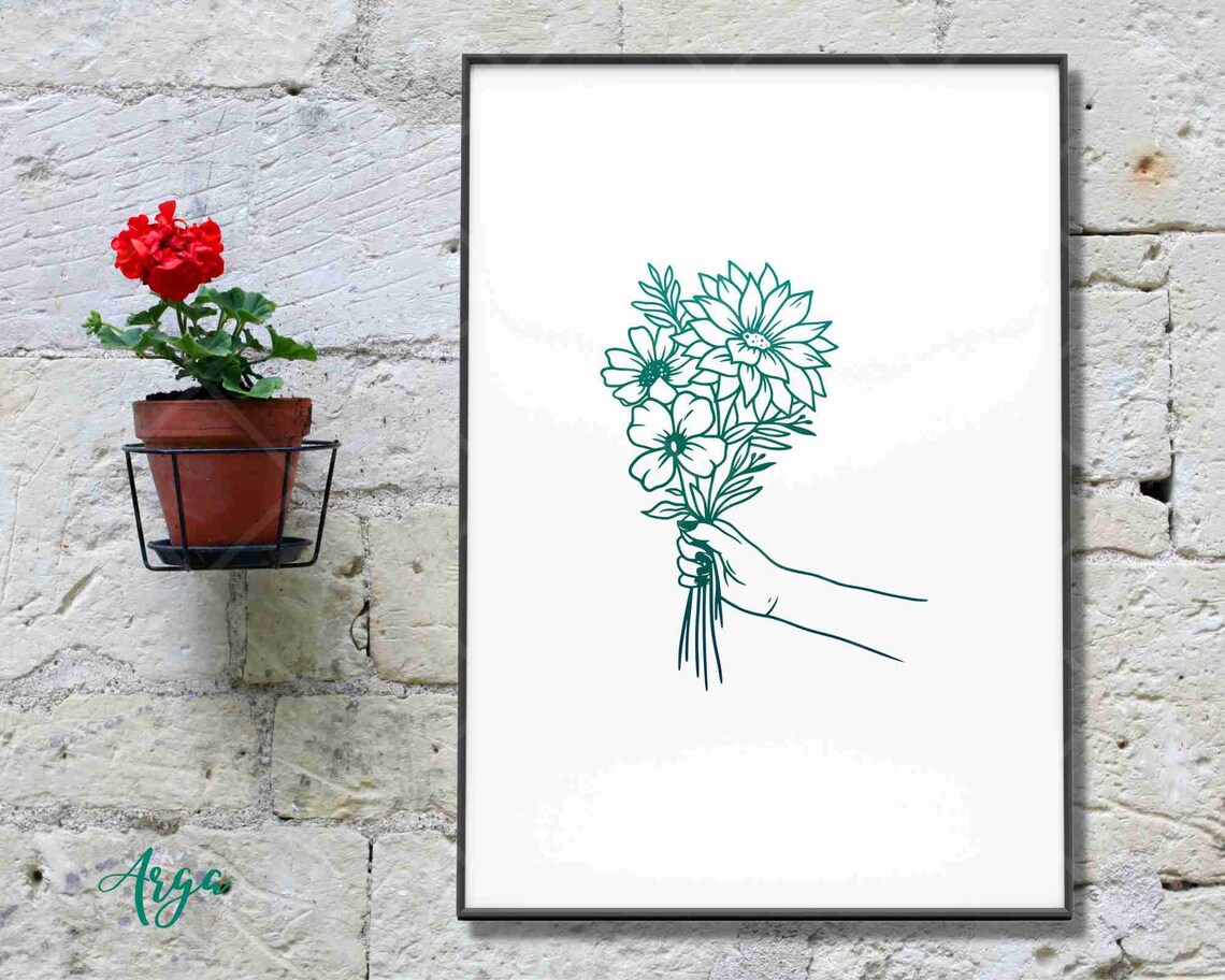 Hand Holding Flower Hand Flower Svg Hand Holding Bouquet | Etsy