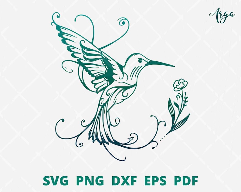 Hummingbird in Svg Files Floral Hummingbird Svg Files - Etsy