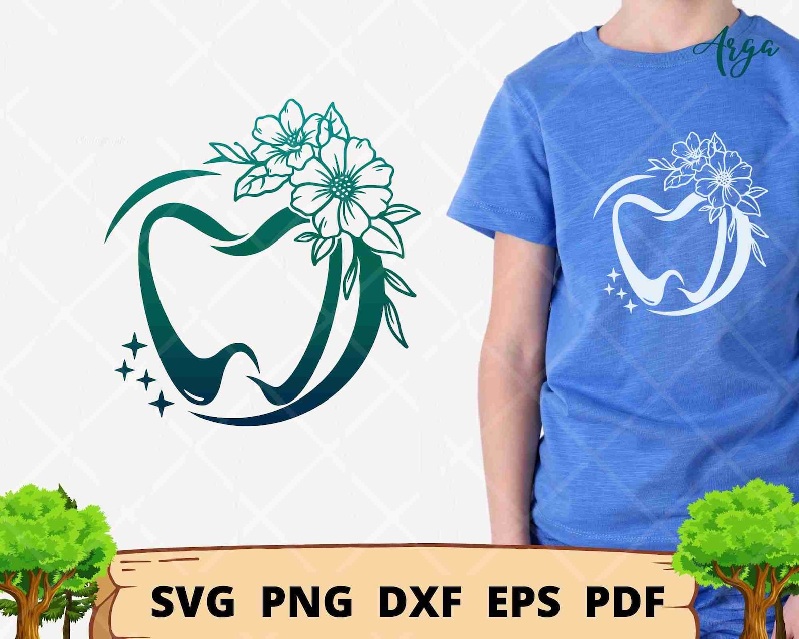 Dentist SVG, Flower Dentist SVG, Tooth With Flower for Dentist Logo ...