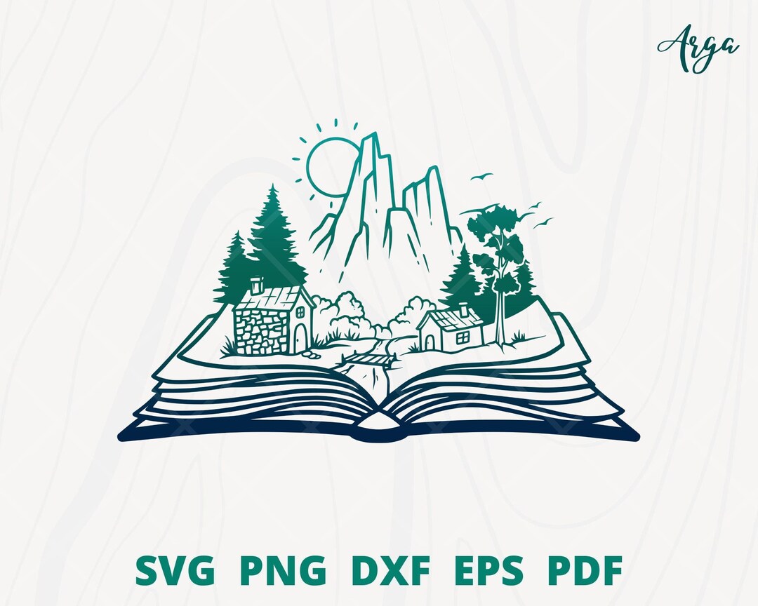 Book Svg File, Village Book Svg, Village Scene Svg, Book Illustration ...