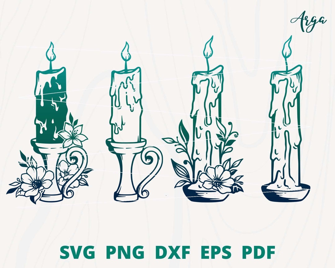 Candle Svg Bundle, Floral Candle Svg, Candle With Flower Svg, Wax ...