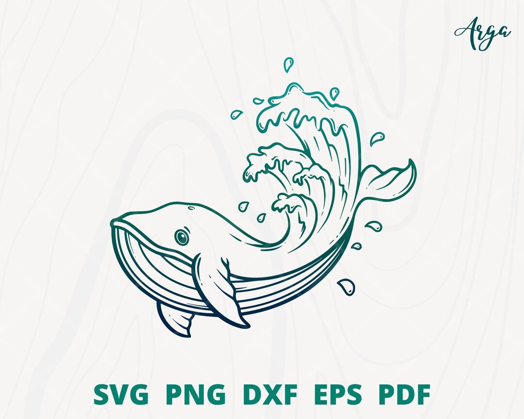 Whale Svg, Whale With Wave Svg, Whale Cut File, Whale Wave Svg, Whale ...