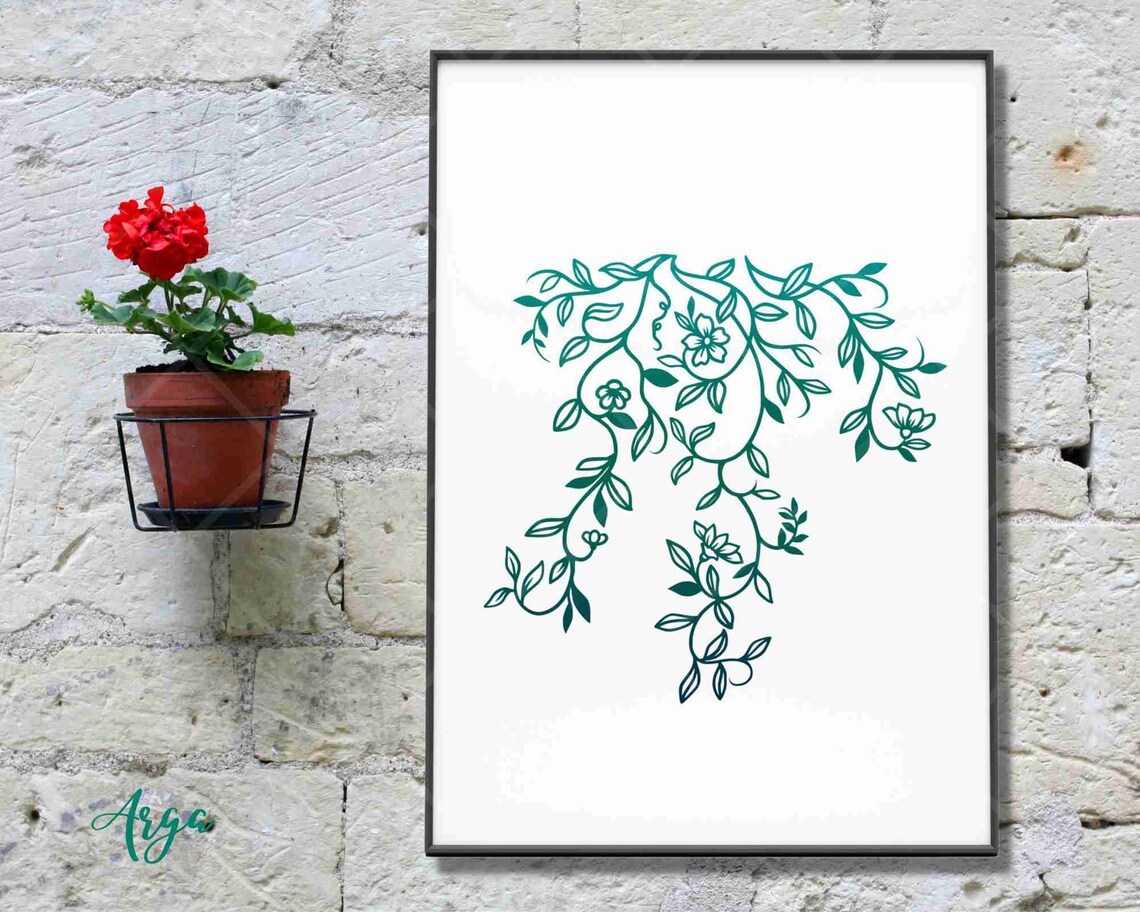 Hanging Flower Svg, Hanging Vines Svg, Floral in Wall Svg, Flower in ...
