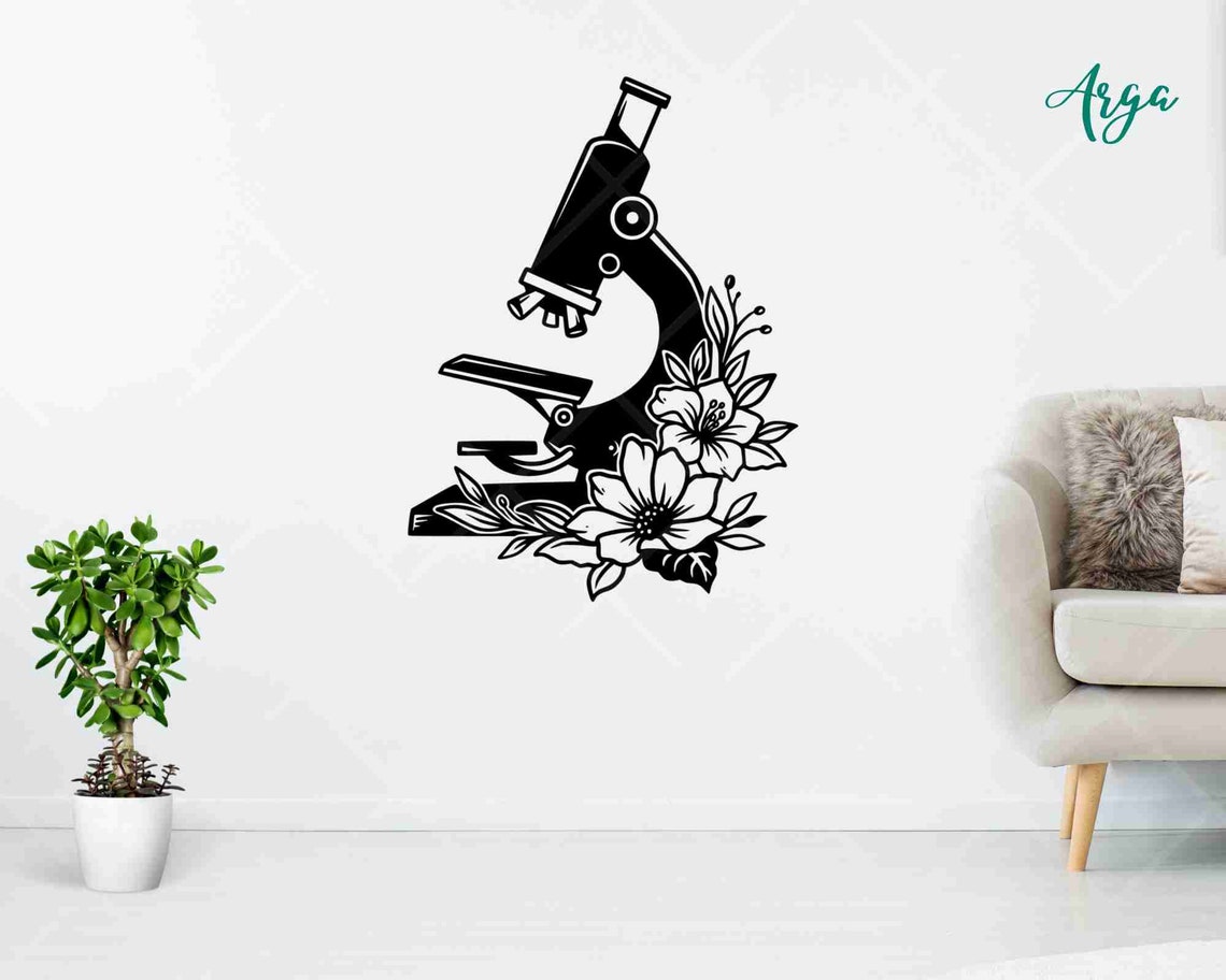 Microscope Svg Microscope With Flower Cut File Floral - Etsy