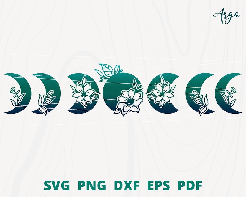 Moon Phase Svg Bundle, Flower Moon Phase Svg, Mystic Celestial Svg ...