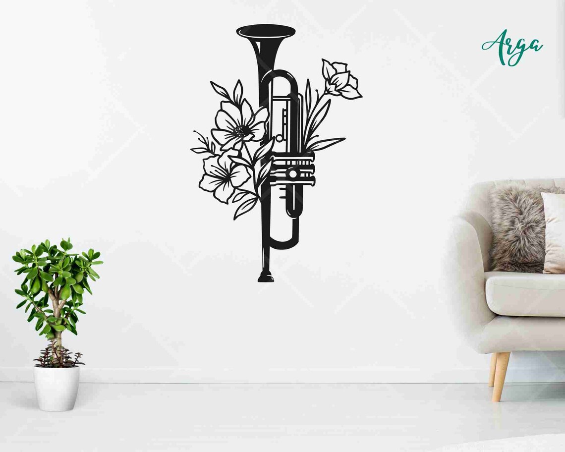 Trumpet Svg Music Instrument Svg Floral Trumpet Svg Trumpet - Etsy