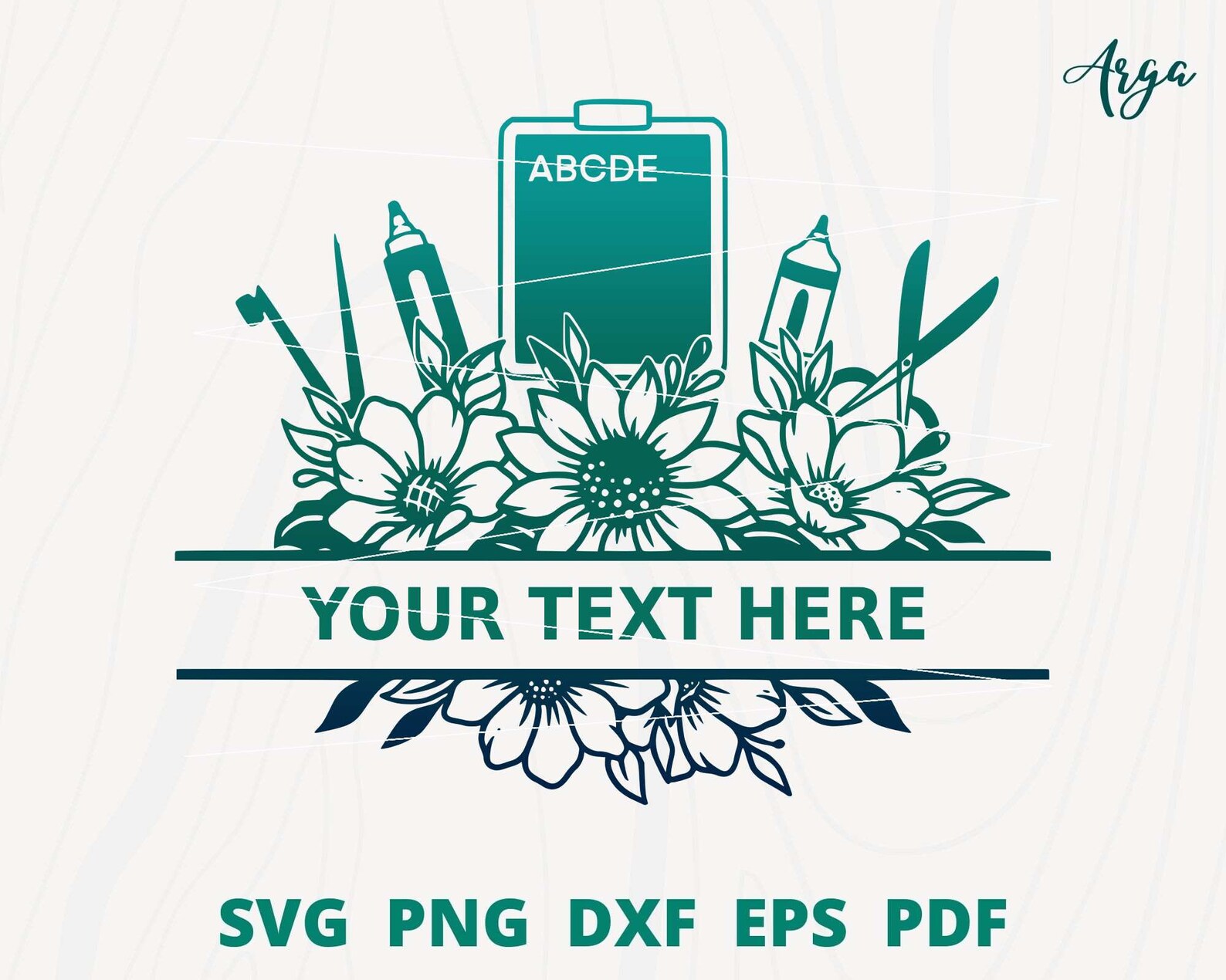 Teacher Svg, Split Frame Teacher, Split Monogram Flower Teacher Svg ...