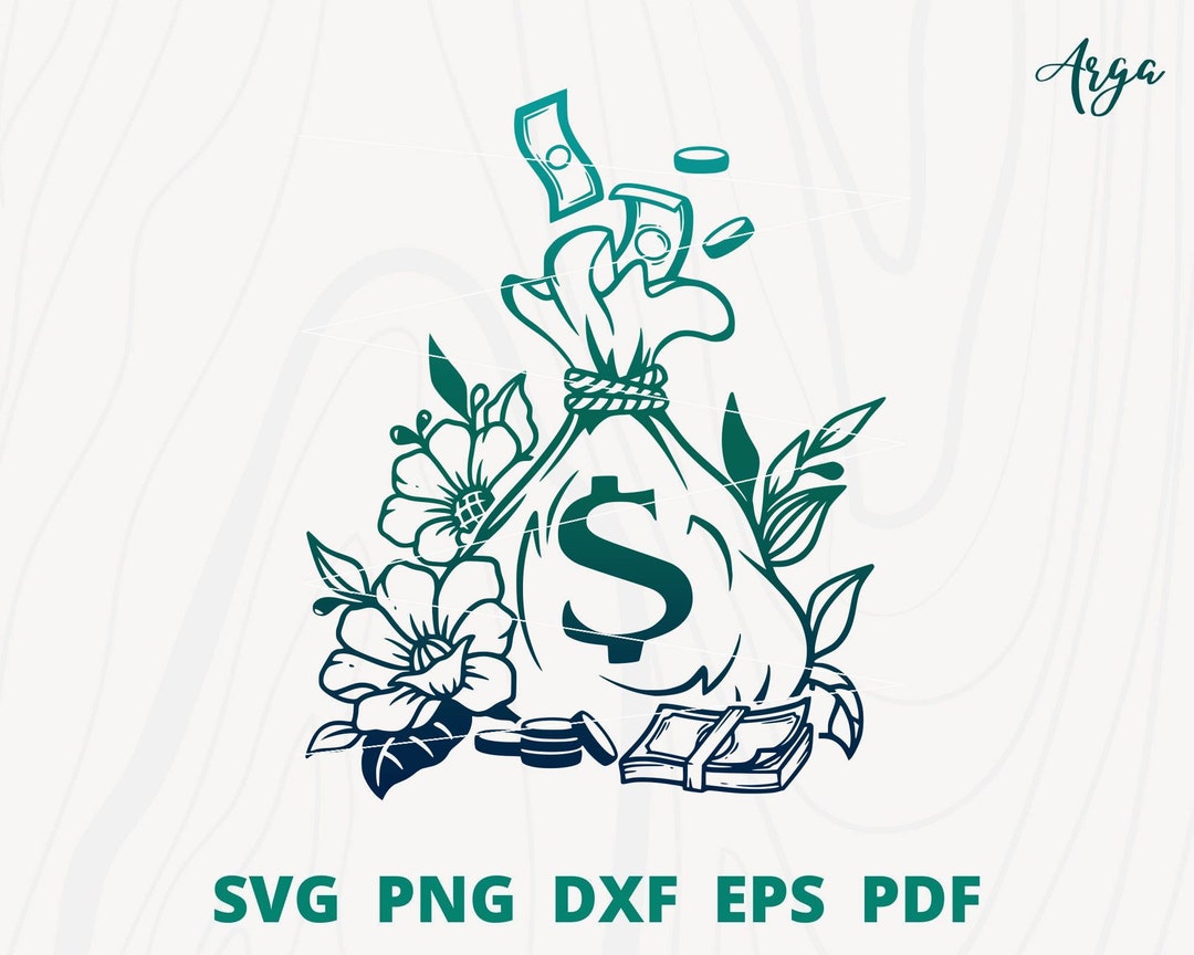 Moneybag Svg, Floral Moneybag Svg, Treasure Bag Svg, Piggy Bank Svg ...