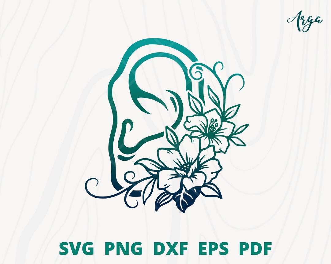 Ear Svg, Floral Ear Svg, Ear With Flower Svg, ENT Logo ...