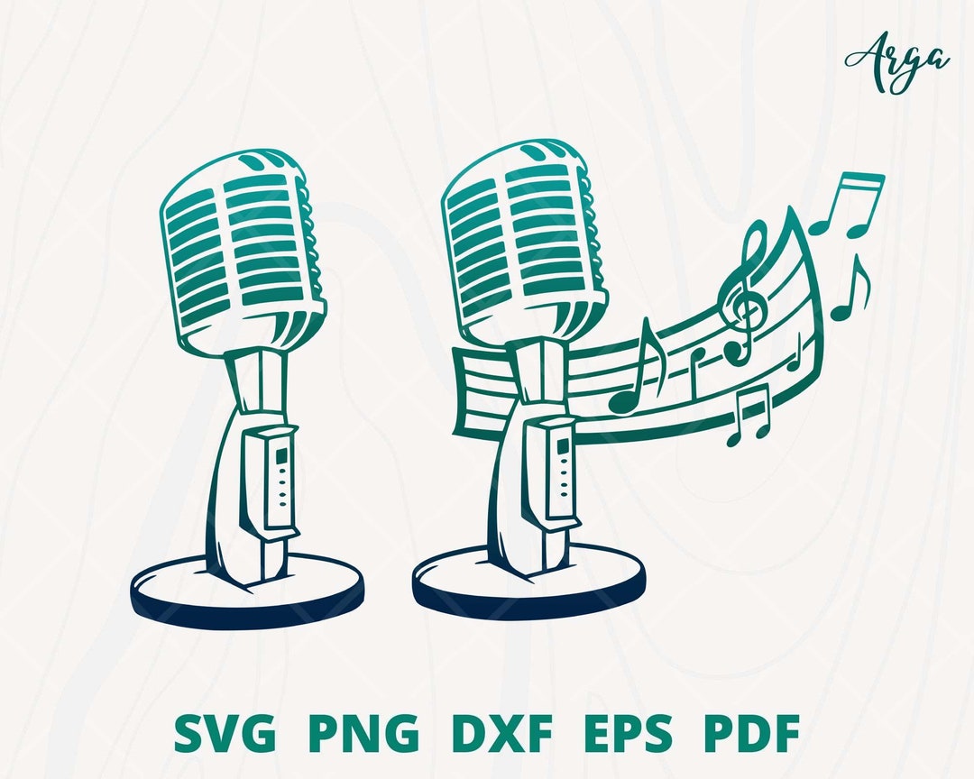 Vintage Microphone Svg File, Singer Svg, Podcast Logo, Voice Over Svg ...
