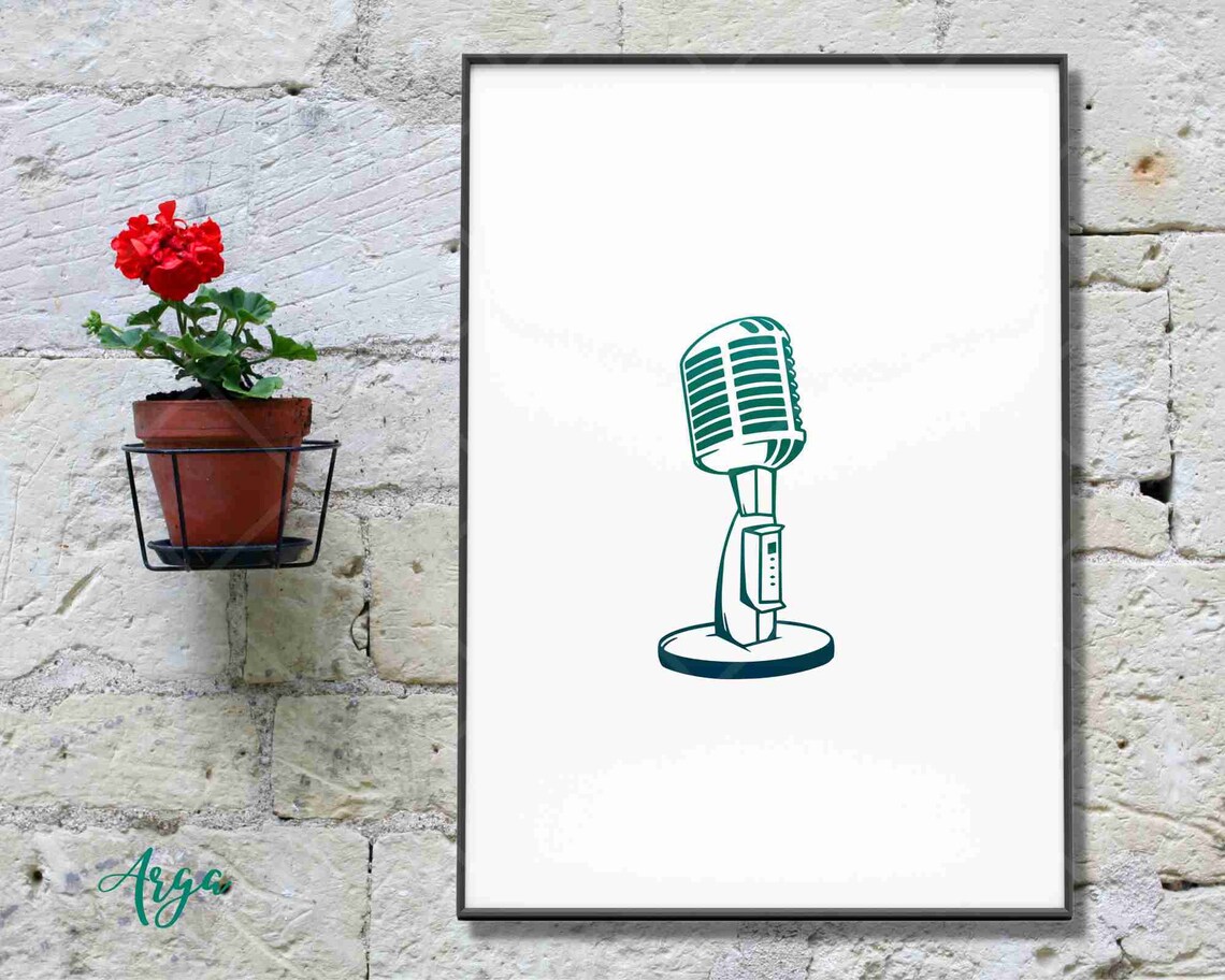 Vintage Microphone Svg File Singer Svg Podcast Logo Voice - Etsy