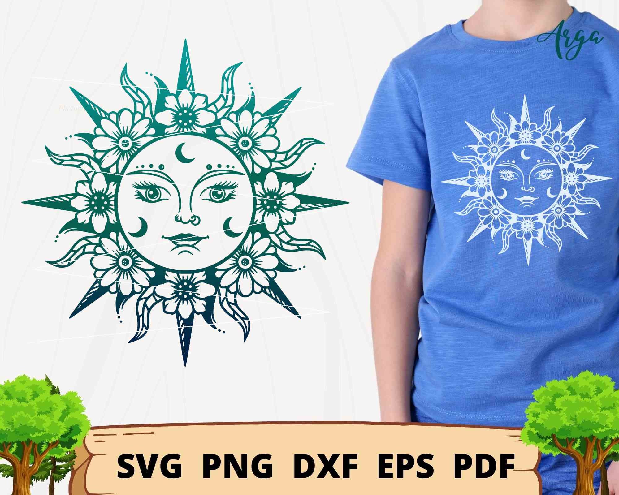 Flower Sun Svg, Sun Face Svg, Sun Svg, Celestial Sun Svg, Mystical Sun ...