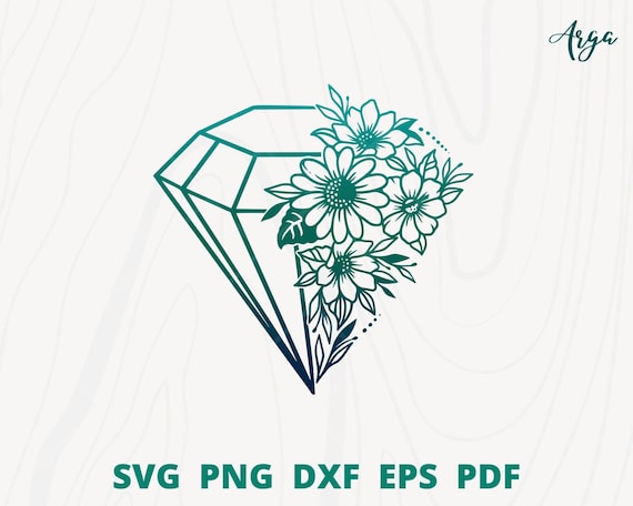 Floral Diamond Svg Diamond Png Diamond With Flower Svg Flower Diamond Wall Decor Diamond Flower Cut File Diamond Store Logo Etsy