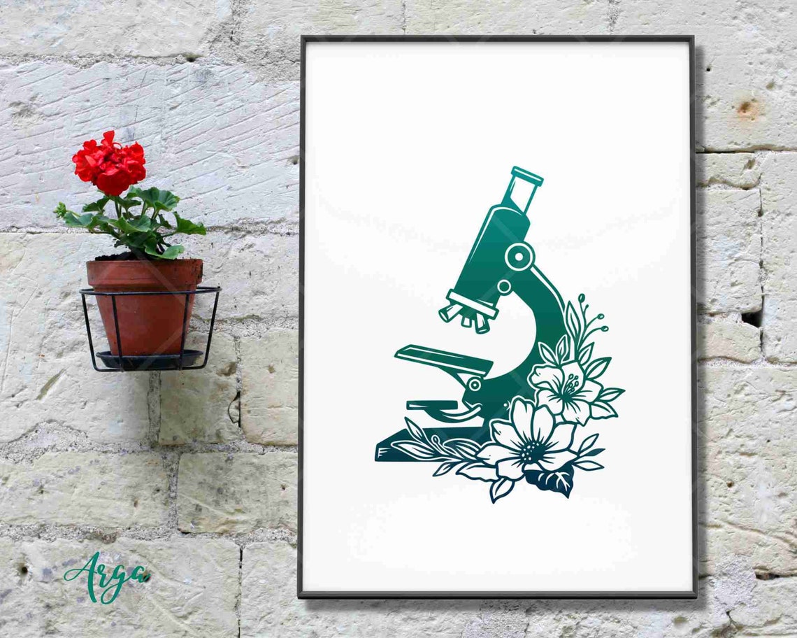 Microscope Svg Microscope With Flower Cut File Floral - Etsy