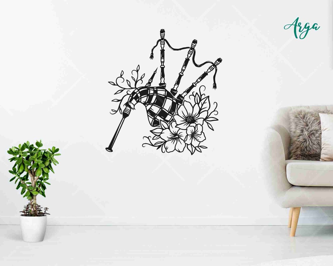 Bagpipe SVG, Floral Bagpipe Svg, Bagpipe Wall Decor, Music Instrument ...