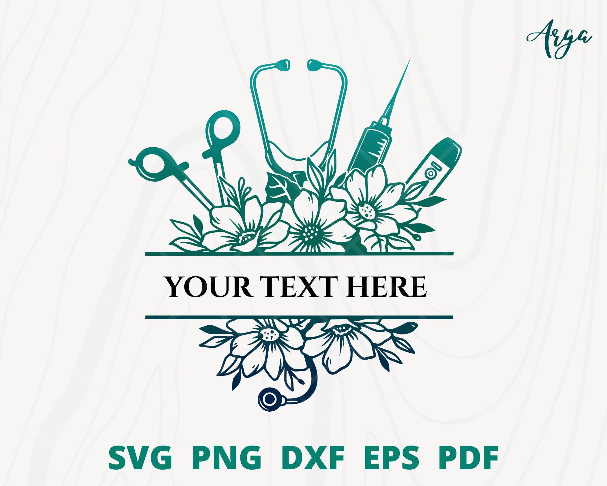 Nurse Svg Split Monogram Nurse Floral Frame Svg Nurse Logo - Etsy