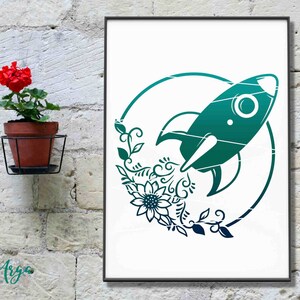 Rocket With Flower Svg, Rocket Svg, Space Rocket Svg, Rocket Ship Svg ...